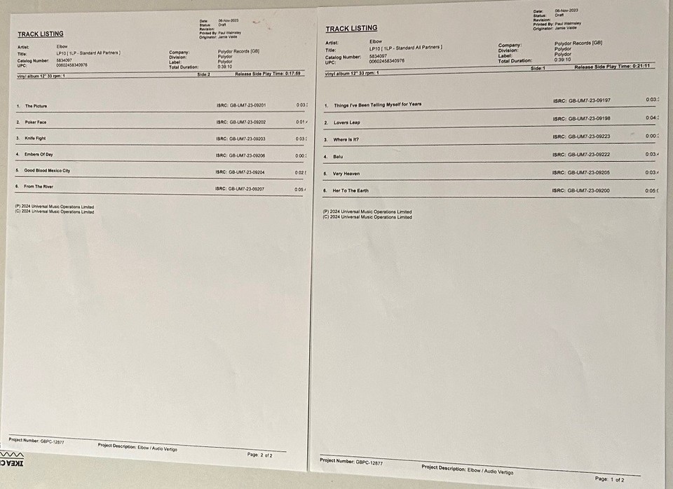 ELBOW AUDIO VERTIGO WHITE LABEL TEST PRESSING 12" VINYL LP MEGA RARE | eBay