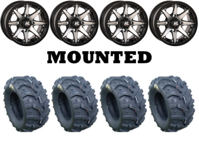 Kit 4 Deestone Swamp Witch Tires 27x10-12 on High Lifter HL10 Machined ...