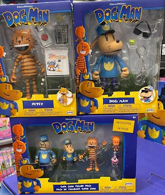 Dog Man Movie 5 Inch DOG MAN & PETEY Figures & SUPA COOL 5 Pack Figure ...