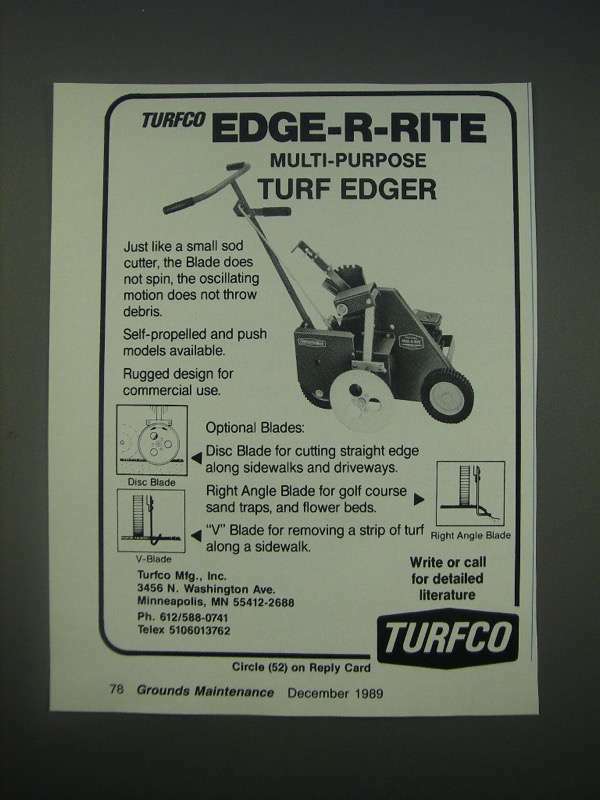 1989 Turfco Edge-R-Rite Multi-Purpose Turf Edger Ad | eBay