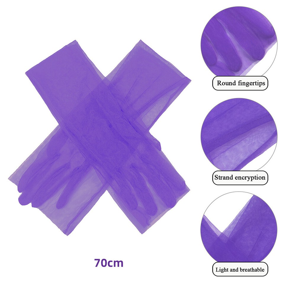 Lady Tulle Full Finger Long Gloves Stretchy Mesh Arm Sleeve Opera ...