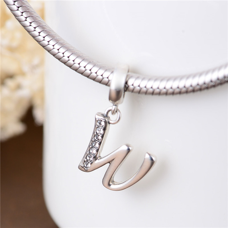 Letter 'W' Initial Pendant Charm, SILVER Jewellery, Alphabet Charms for ...