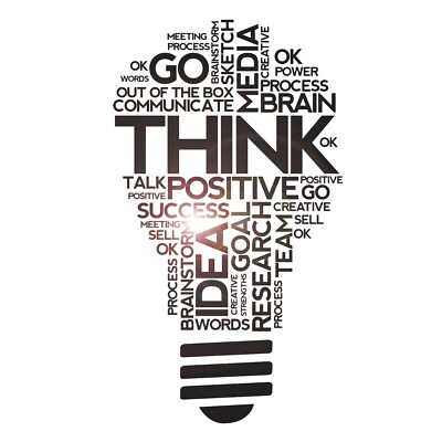 Vinyl Wall Decal Think Lightbulb Office Space Inspirational Stickers ...