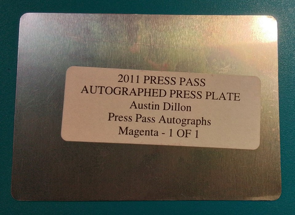2011 Press Pass Authentic Autograph Austin Dillon Printing Plate ...