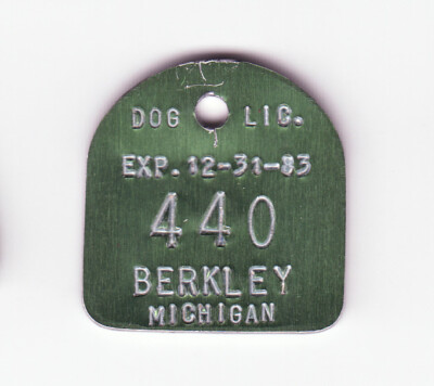 1983 BERKLEY MICHIGAN DOG LICENSE TAG #440 | eBay