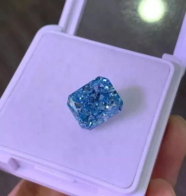 5Ct Blue Color Diamond Natural Certified Radiant Cut D Grade VVS1 +1 ...