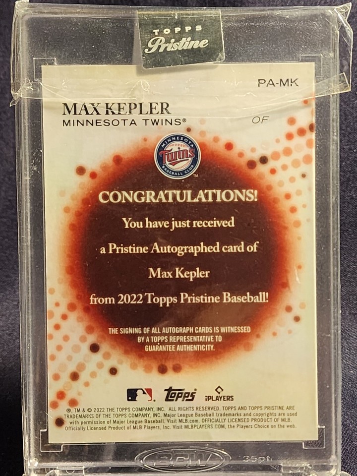 2022 Topps Pristine Baseball Max Kepler Auto Encased Minnesota Twins ...