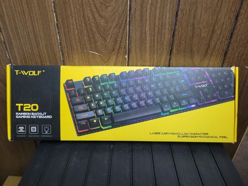 T-Wolf T20 Rainbow Backlut Gaming Keyboard Wired | eBay