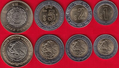 Mexico set of 4 coins: 1 - 10 pesos 2018 UNC | eBay