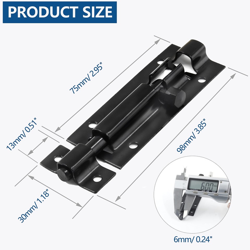 3 Inch Barrel Bolt Latch Stainless Steel Door Latch Pack of 2 Black | eBay