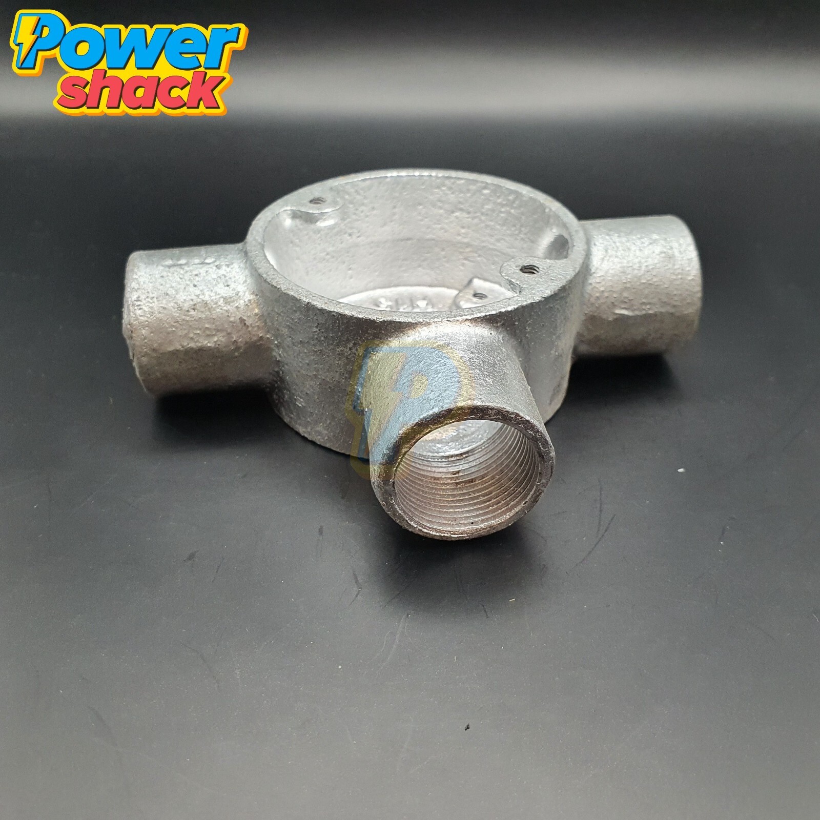 25mm Galv 3 Way Tee Box - Galvanised Metal Conduit with Lid, Gasket ...