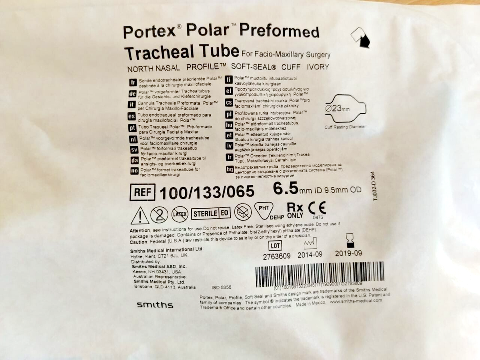 SMITS PORTEX POLAR PREFORMED TRACHEAL TUBE 6.5MM ID 9.5MM OD | eBay