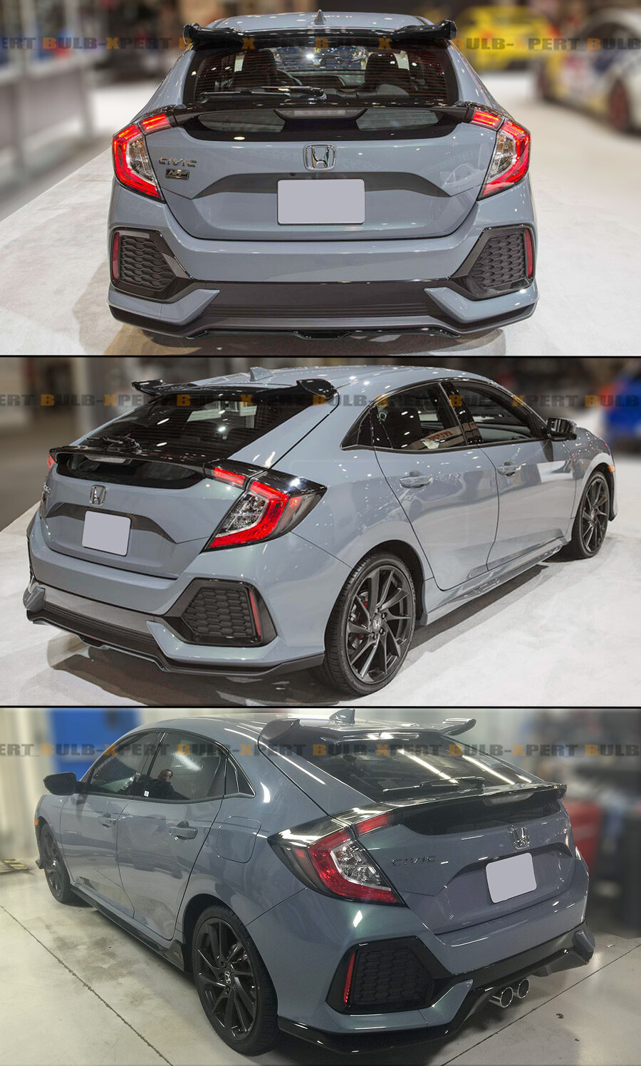 FOR 2017-2021 CIVIC FK4 FK7 5DR HATCHBACK BLACK HFP STYLE REAR ROOF ...