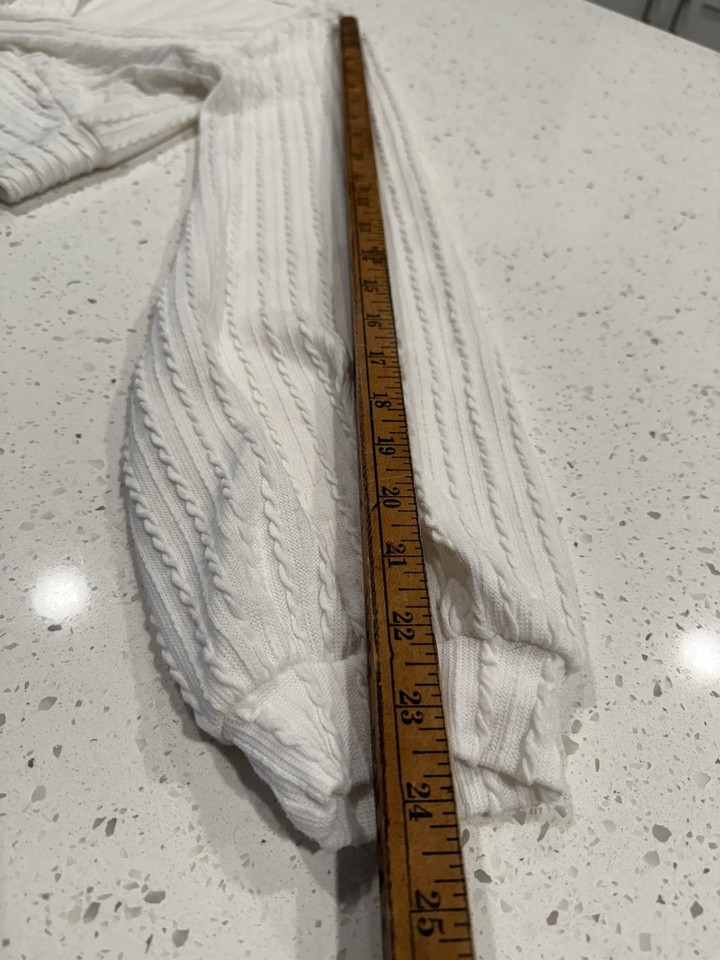 Crop Top White Wrap Medium Boho Peasant Long Sleeve V-Neck | eBay UK