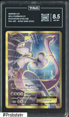 2016 Pokemon XY Evolutions Full Art Gold #103/108 Mewtwo Ex TAG 8.5 NM ...