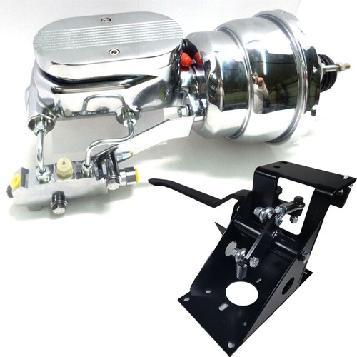 90 Degree Under Dash Brake Pedal 8" Dual CHROME Booster Milled Master ...