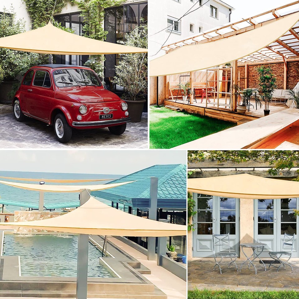 Triangle Curve Sun Shade Sail Home Garden Yard Pool Patio Cover Canopy ...