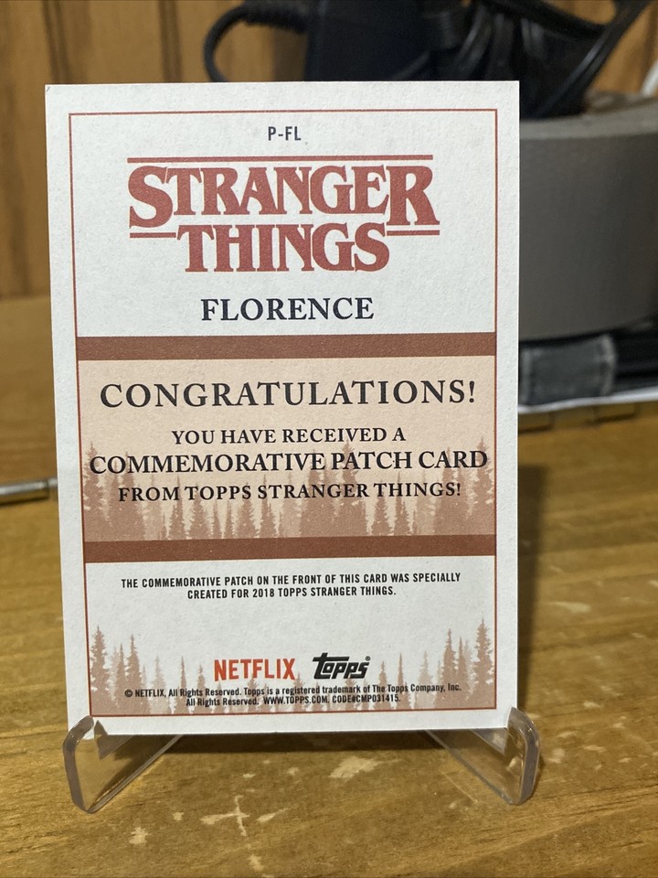 2018 Topps Stranger Things Commemorative Patch Relic #P-FL Florence | eBay