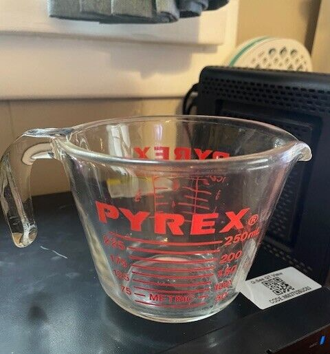 Vintage Pyrex 1 Cup 250ml Glass Corning Measuring Cup Ladle Handle Red ...
