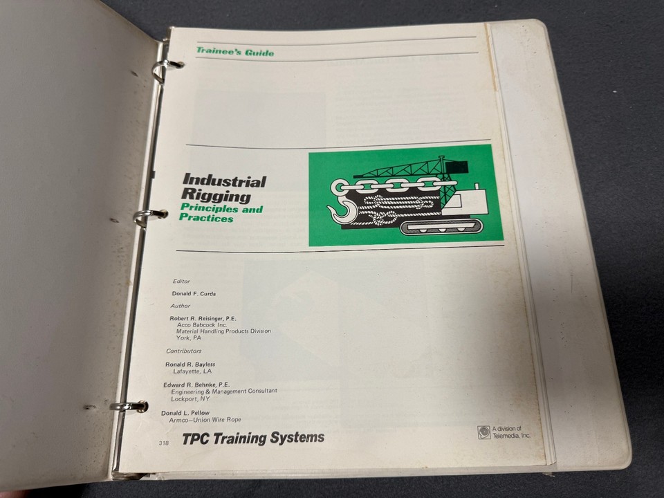 TPC TRAINING SYSTEMS MECHANICAL SYSTEMS INDUSTRIAL RIGGING PRINCIPLES ...