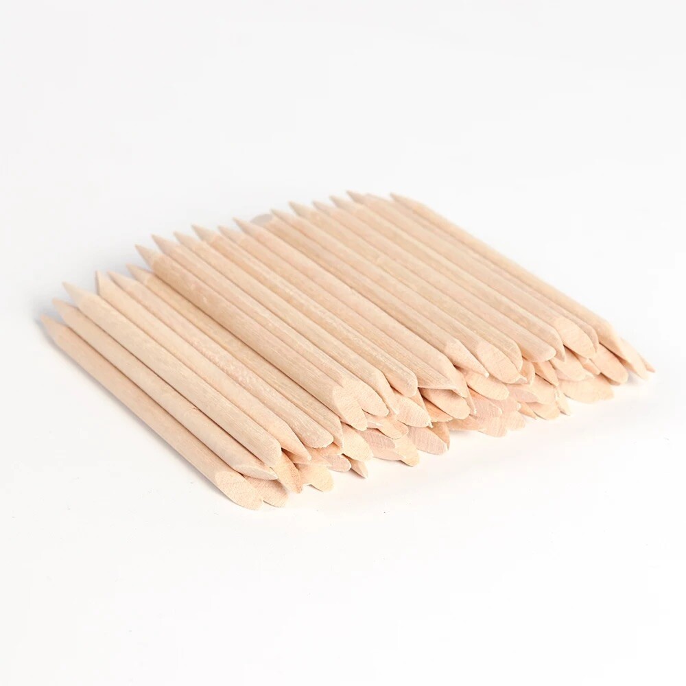100Pcs Nail Art Orange Wood Sticks Cuticle Remover Pedicure Manicure ...