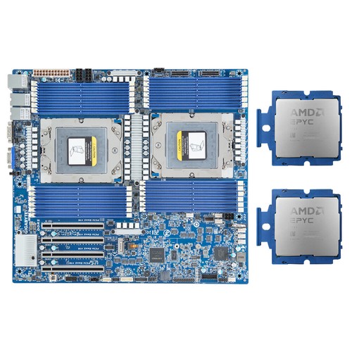 Gigabyte MZ73-LM2 SP5 Motherboard + 2x AMD EPYC 9755 CPU ZEN5 128 CORES ...