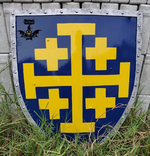Yellow and Blue Authentic Templar Shield | Home Decor Warrior Shield ...