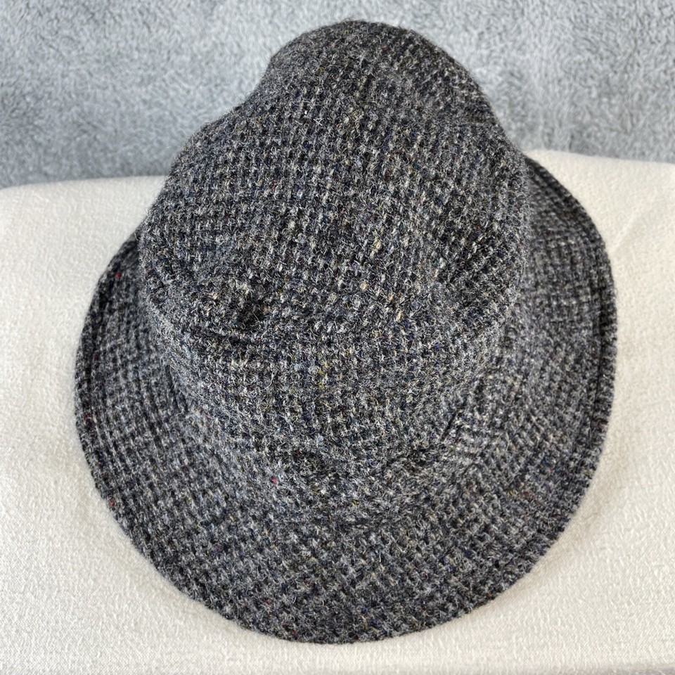 VTG Harris Tweed LL Bean bucket hat Men Large Gray Waterproof 100 % ...