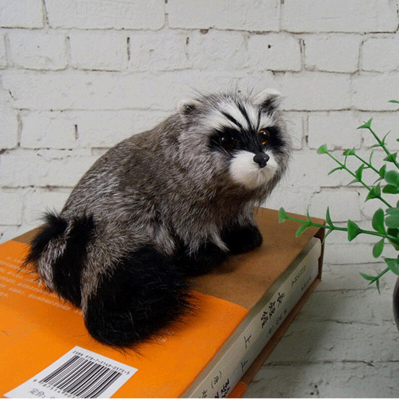 Realistic Raccoon Lifelike Plush Toy Doll Model Cute Furry Animal Decor ...