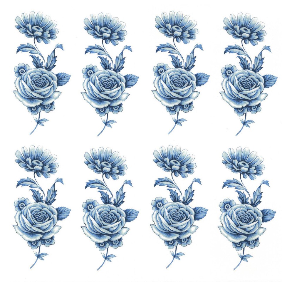 Blue Delft Rose Spray Overglaze Ceramic Decals | eBay