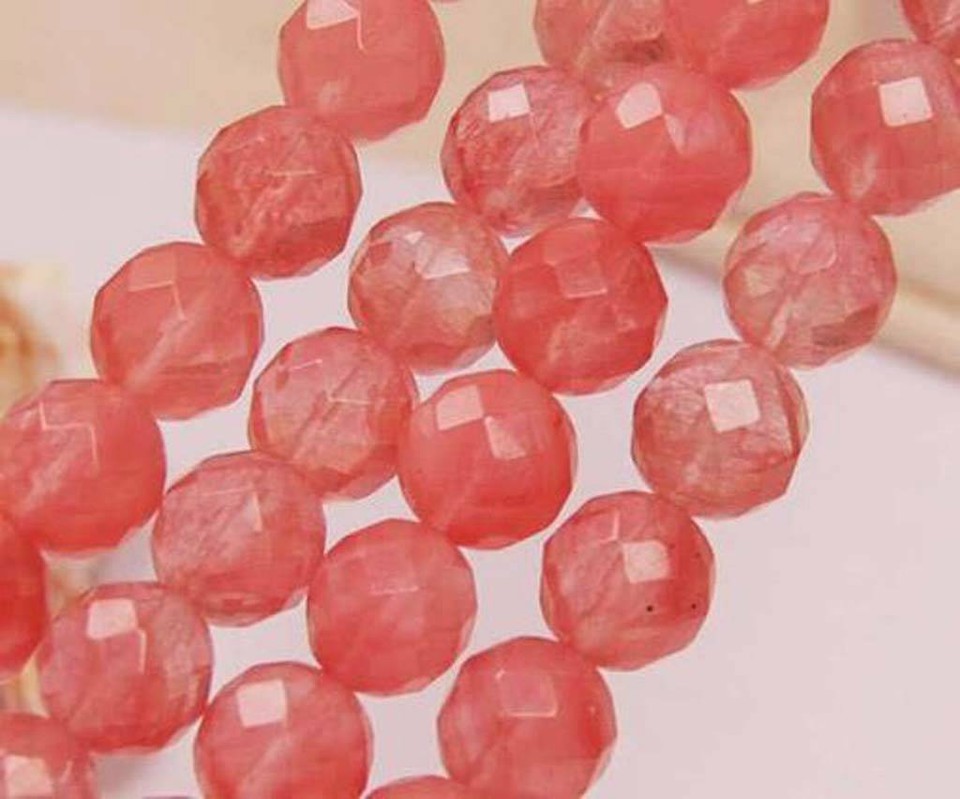 Red 8mm Faceted Watermelon Tourmaline Gemstone Round loose Beads 15 ...