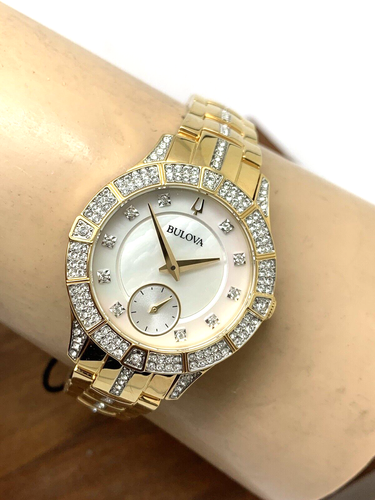 Bulova Womens Watch 98L283 Quartz Crystal Accent Mother of Pearl Dial ...