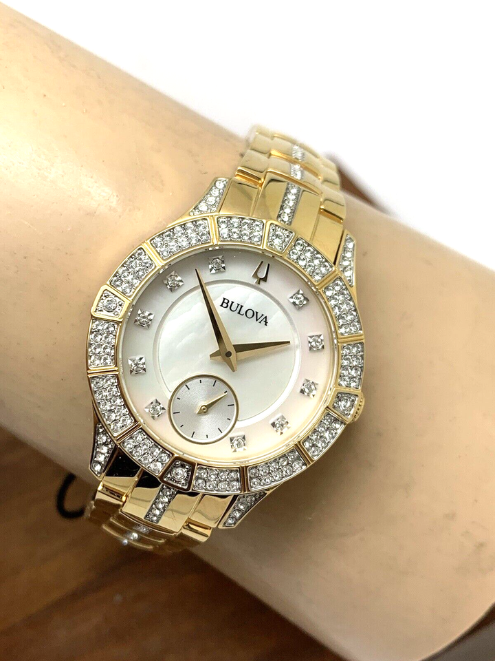 Bulova Womens Watch 98L283 Quartz Crystal Accent Mother of Pearl Dial ...