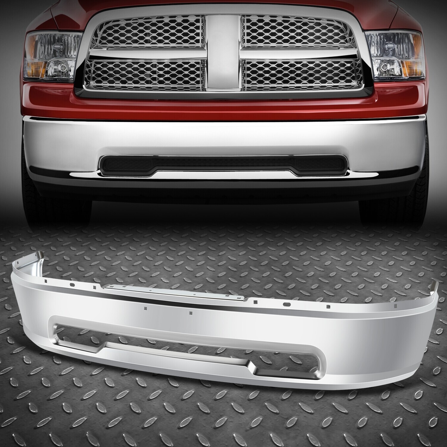 For 09-12 Dodge Ram 1500 Chrome Steel Front Bumper Face Bar w/o Fog ...