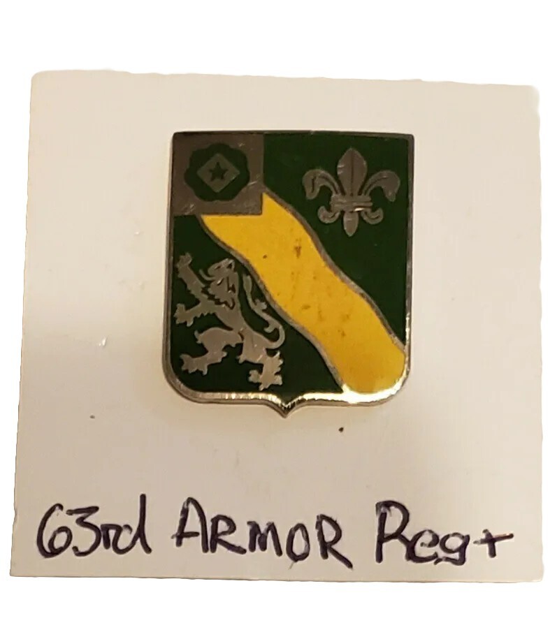 US ARMY 63rd Armor Regiment Tank Unit Crest Pin Hat Coat Medal Tanker ...