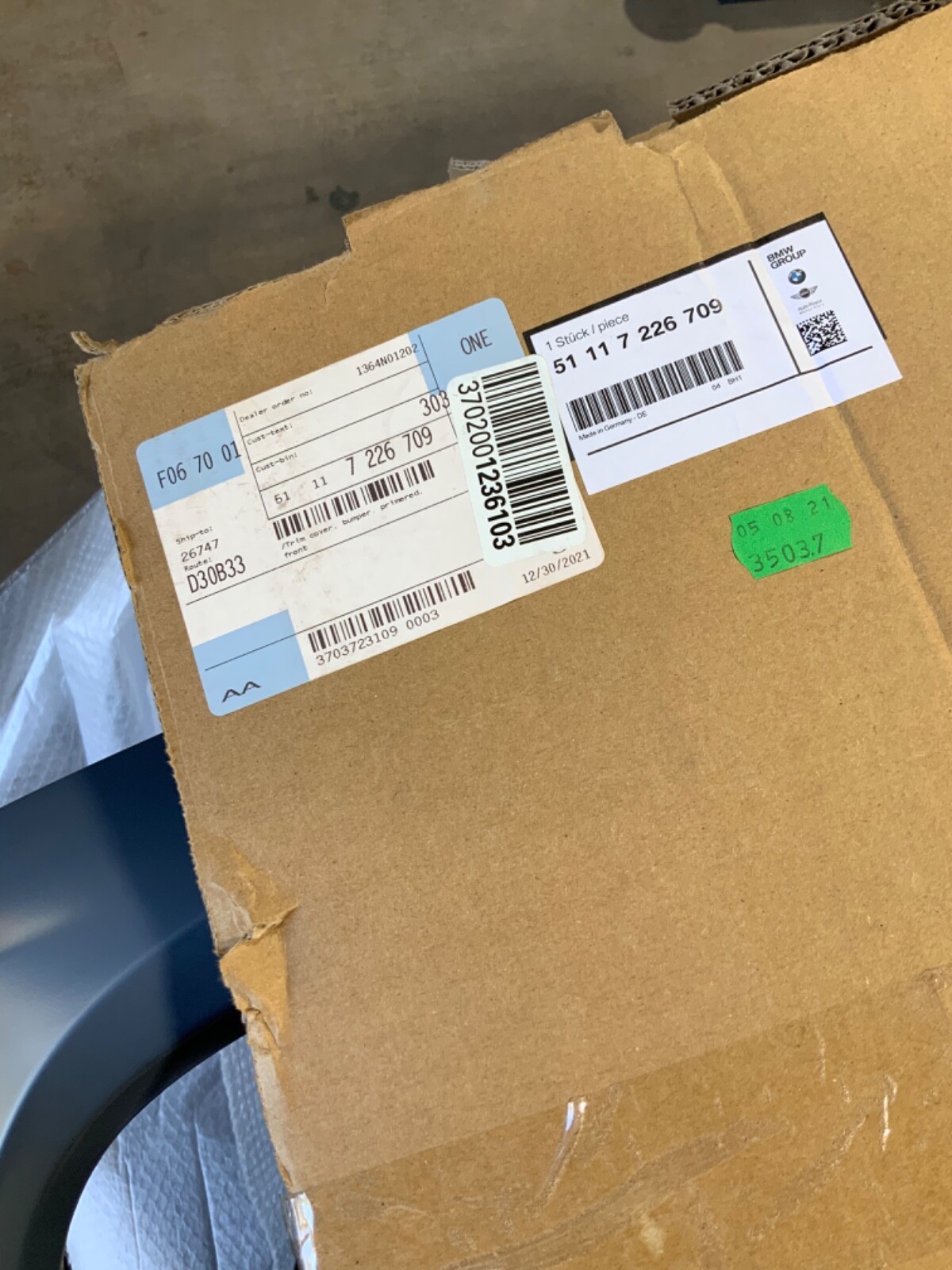 Front Bumper Cover BMW 3 Series 2009-2011 51117226709 OEM for sale ...