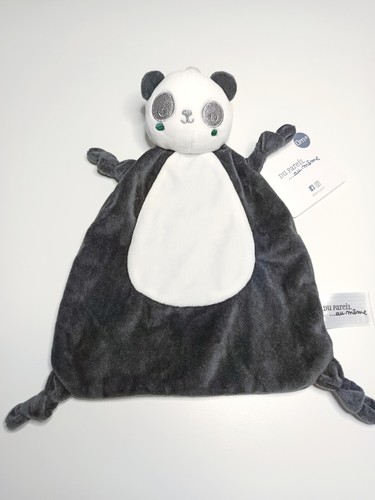 Doudou Plat/Mouchoir Panda Noir Blanc Gris Joues Vertes - Du Pareil Au ...