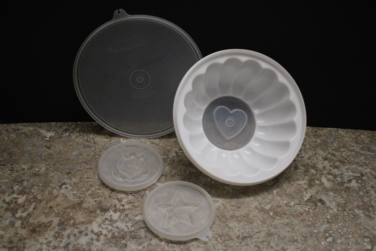 Vintage Tupperware Jello Mold Jel-N-Serve 616, Molds 620, 631, 632 Lid ...