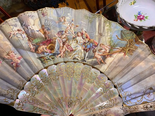 antique Victorian 19th Century Mother Of Pear Hand Painted Royal Hand ...