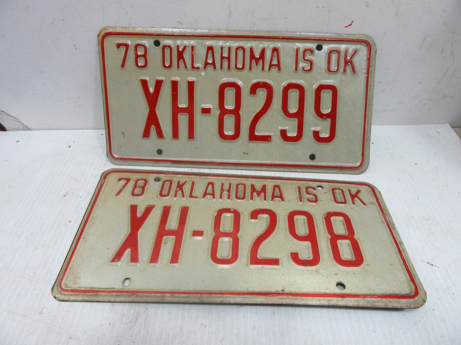 2 Consecutive Oklahoma 1978 Is OK license plates XH-8298 XH-8299 | eBay