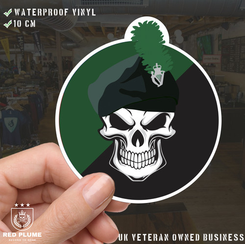 Skull with Royal Irish Regiment Head Dress TRF Vinyl Sticker - 10cm ...