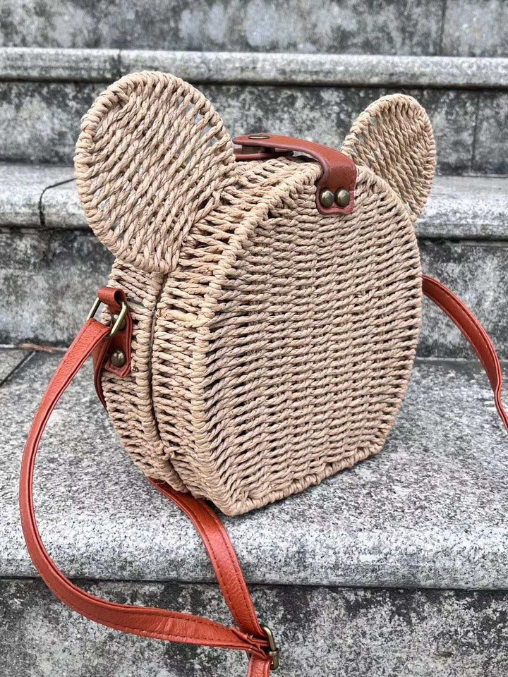 New Mickey Mouse Rattan Straw Crossbody Bag with Strap | eBay