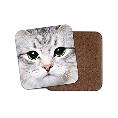 Beautiful Cat Face Coaster - Kitten Grey Eyes Auntie Mum Sister Cool ...