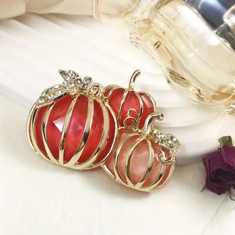 Gold Plated Pumpkin Brooch Enamel Pin Backpack Lapel Jewelry Golden ...