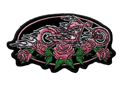 Pink Flame Roses Biker Lady Rider 5 inch Biker Patch HTL20572 F1D12T | eBay