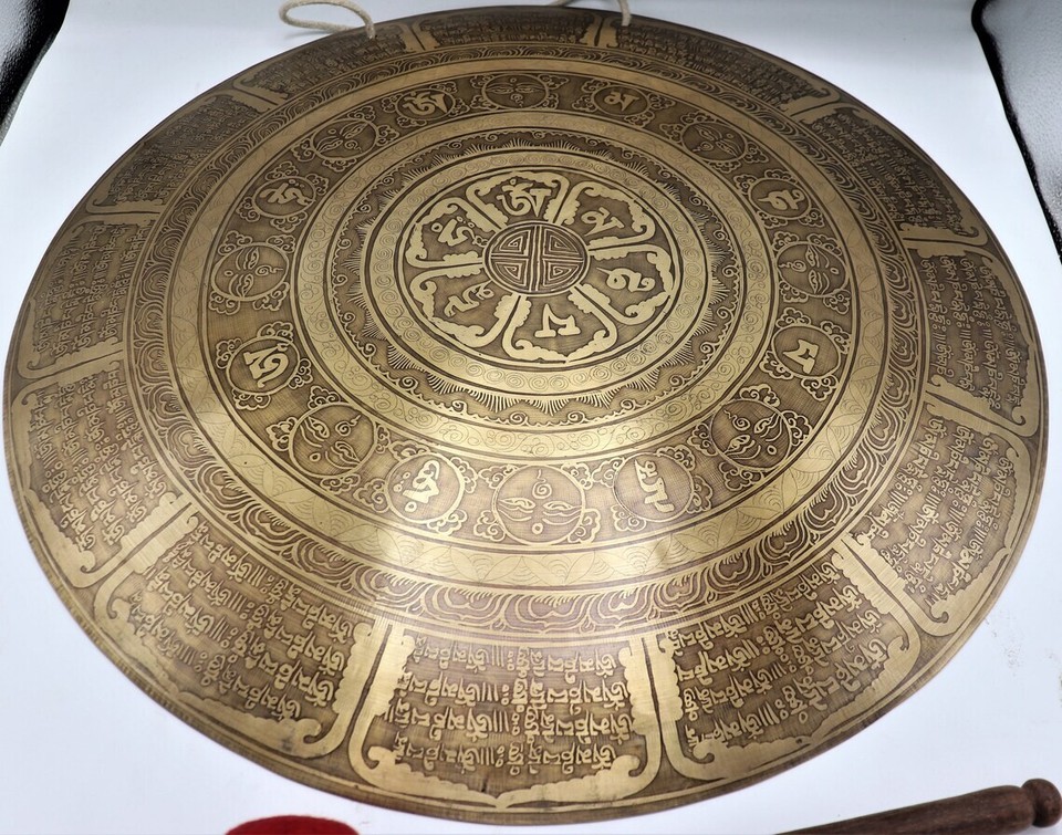 60 CM Mantra Etching Gong-Handmade Gong-Tibetan Gong-Sound Healing ...