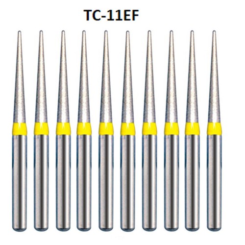10Pcs Dental Diamond Burs FG Needle Taper TC-11EF Super Fine Grit High ...