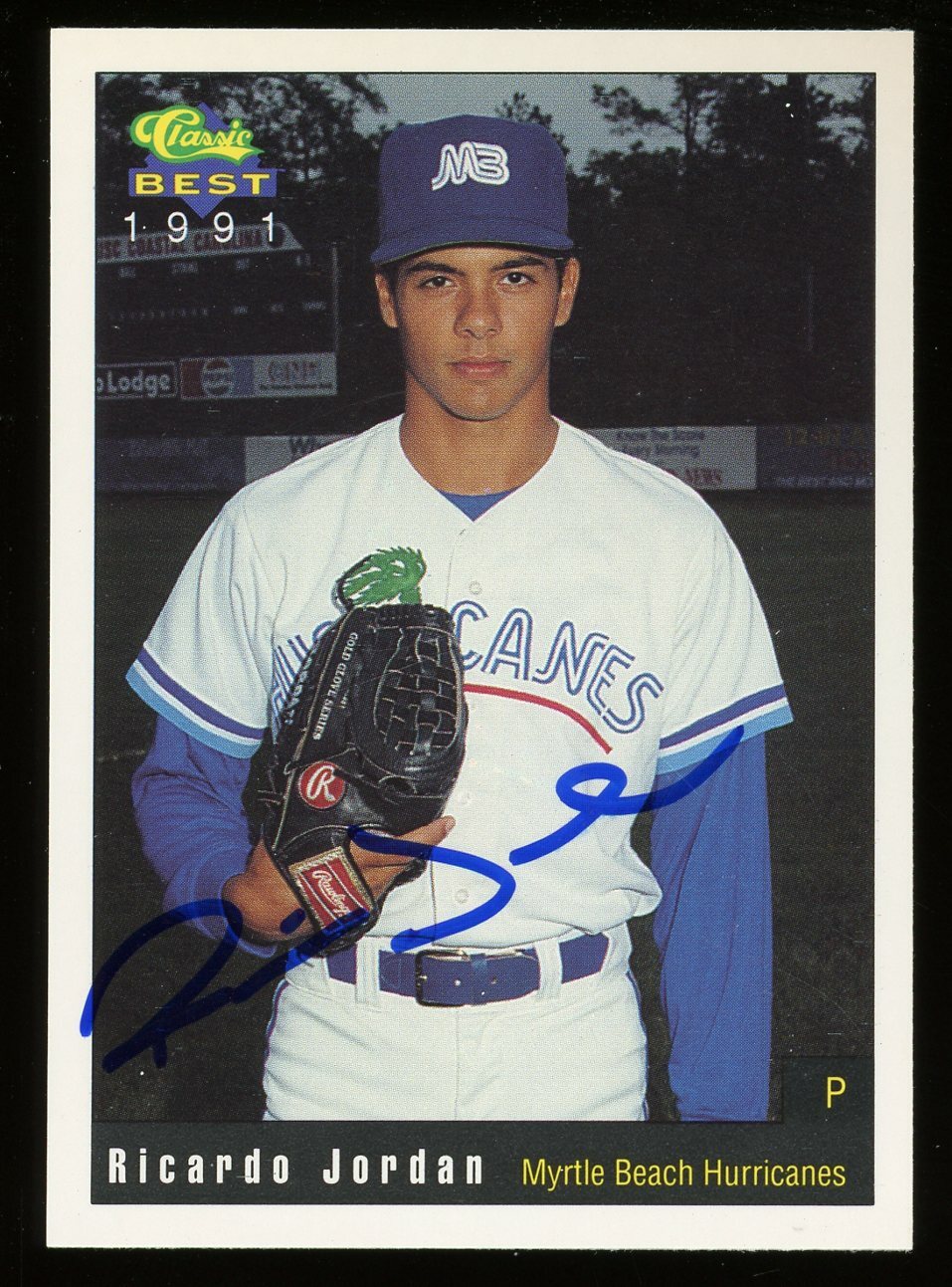 1991 Myrtle Beach RICARDO JORDAN Signed Card autograph AUTO METS REDS ...