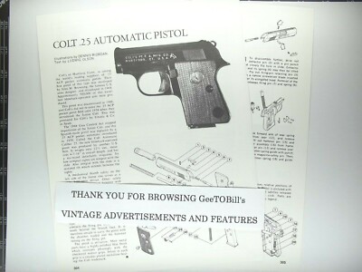 1970 1971 1972 1973 1974 1975 1976 Colt 25 auto pistol 80's disassembly ...