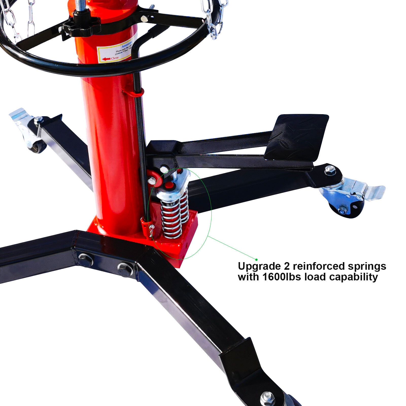 2 Stage Transmission Jack 2 Springs Load 1600lbs 360 Swivel Wheel W ...